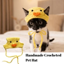 Little Yellow Duck Hat, Handmade Pet Hat, Cute Cartoon Cat Accessory ...