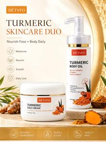 Turmeric Face & Body Brightening Set, Hydrating Glow Skincare Kit For ...