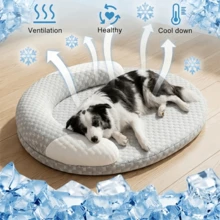 Orthopedic Cold Feeling Dog Bed, Breathable Summer Pet Bed With Raised ...