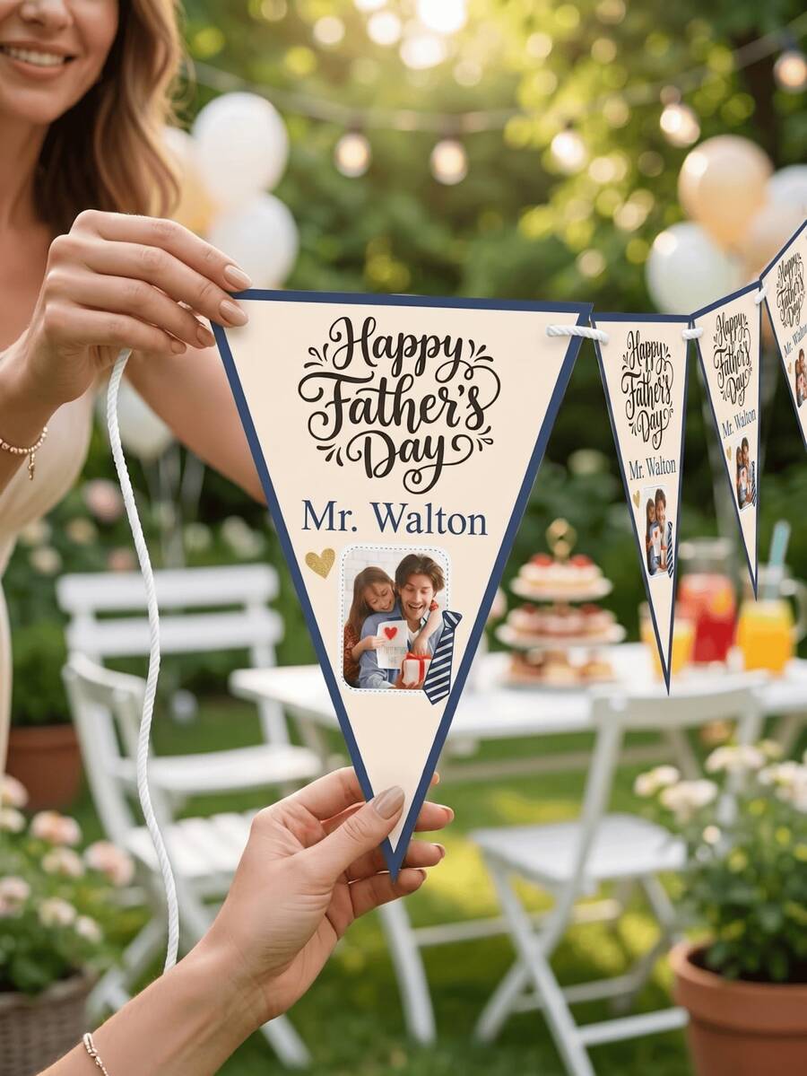8/16/24pcs Personalized Father's Day Banner With Custom Name & Photo ...