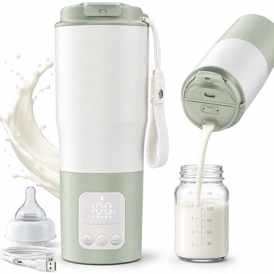 Portable Baby Bottle Warmer, 16000mAh Rechargeable Battery, 100°C ...