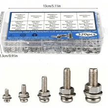 320pcs Stainless Steel Hex Nut And Bolt Set, M3-M5 Screws, Metal ...