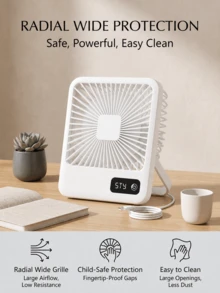 LEVIATECH USB Rechargeable Desktop Mini Fan, Quiet Portable Square ...