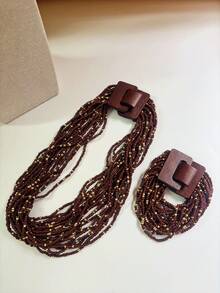 Bohemian Style Handmade Beaded Seed Bead Necklace & Bracelet Set, Multi ...