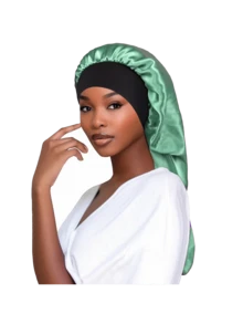 1PC Solid Color Satin Long Bonnet For Women, Hair Protective Sleep ...