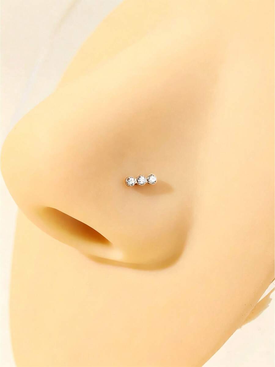 1Pc Minimal Tiny Nose Stud For Women, 20G Stainless Steel Gold Rose ...